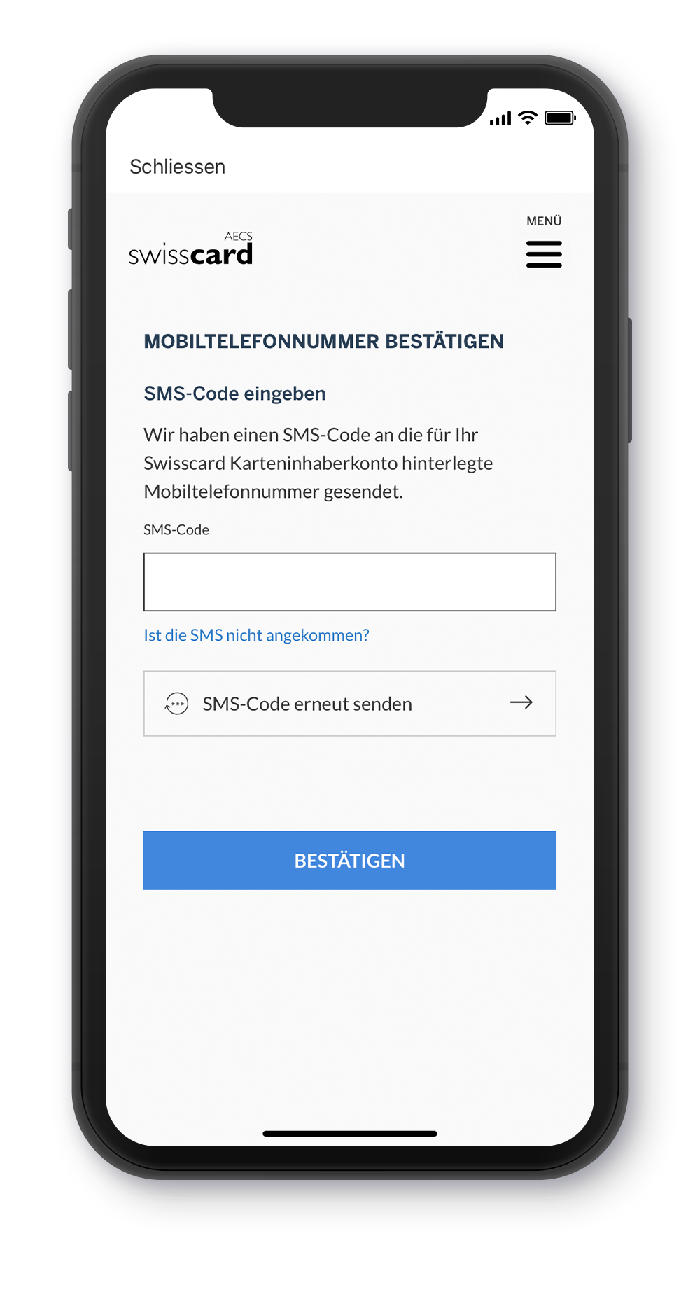 Swisscard App registrieren | Hilfe-Center | Swisscard AECS
