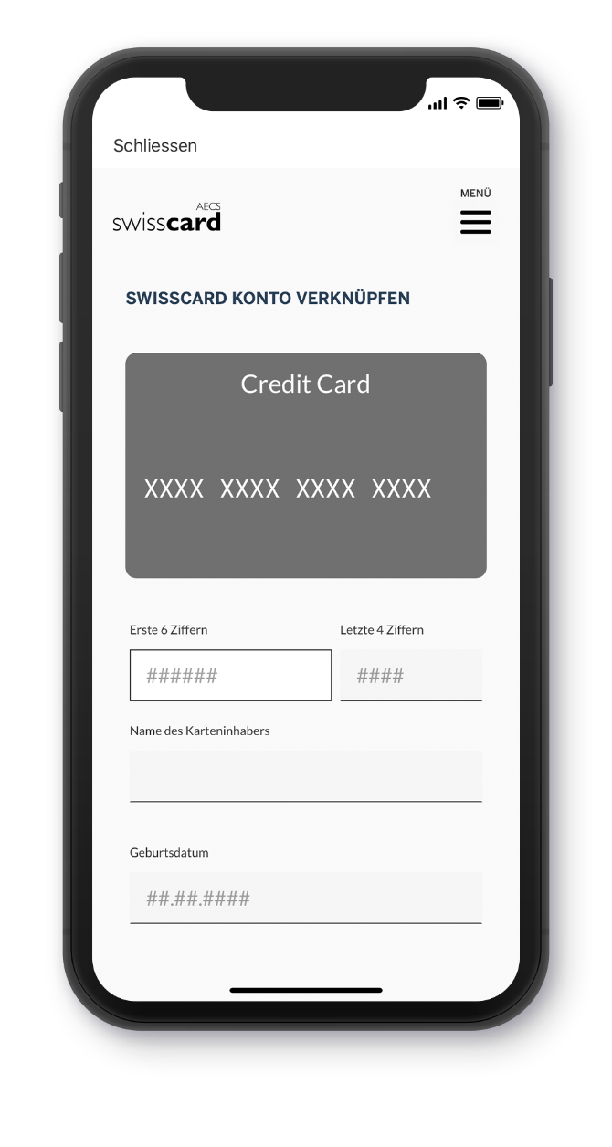 Swisscard App registrieren | Hilfe-Center | Swisscard AECS
